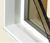 Mitered construction on the nailing fin, frame and sash eliminates ...