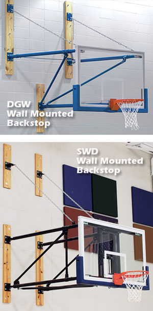 EZ-Fold Basketball Backstops—Wall-Mounted
