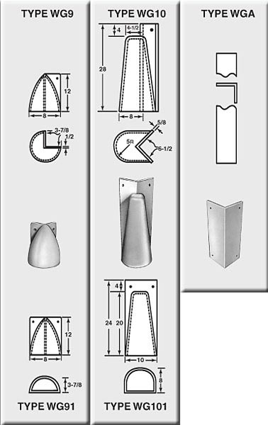 WG61 thru WG101 are flat wall wheel guard.