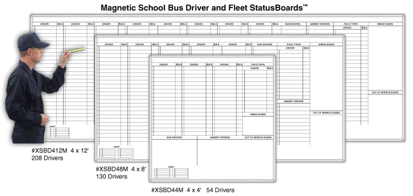School Bus Driver and Fleet Status Magnetic Dry-Erase Whiteboard ...