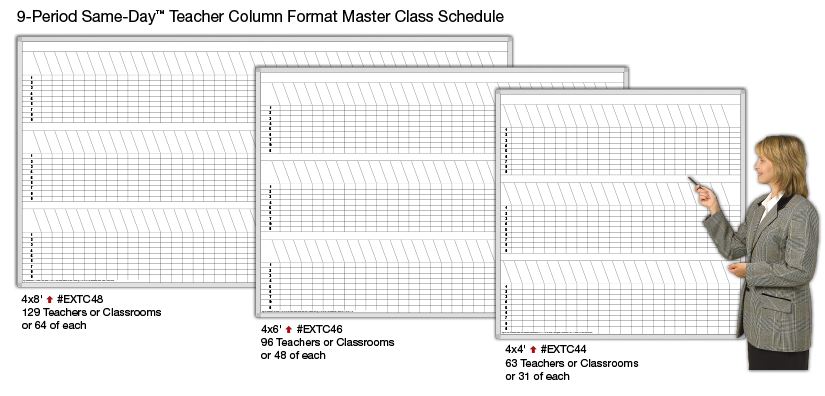 9-Period Same-Day™ School Master Class Schedule Magnetic Dry-Erase ...