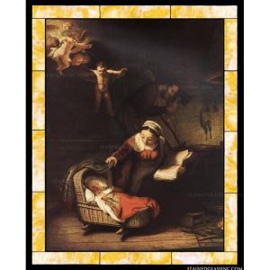 Stained Glass Paintings - The Holy Family with Angels Panel #8316 ...