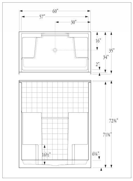 Model 60 3wtb Fiberglass Shower 60 X 35 X 73¾ Florestone Products