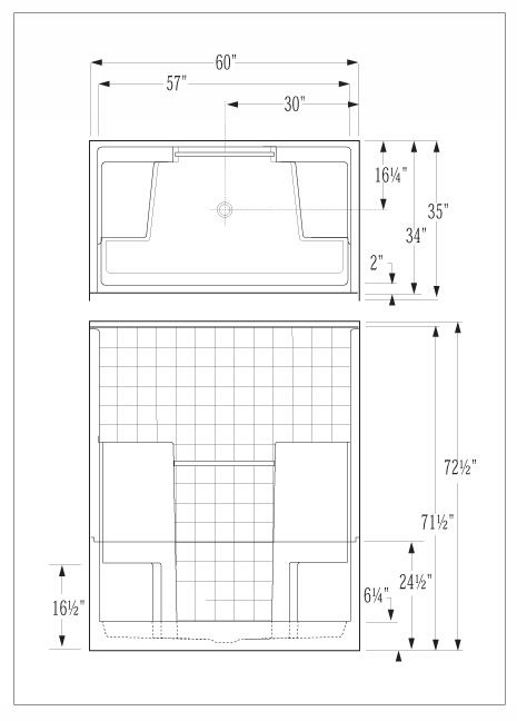 Model 2pc 60 3wtb Fiberglass Shower 60 X 35 X 72½ Florestone
